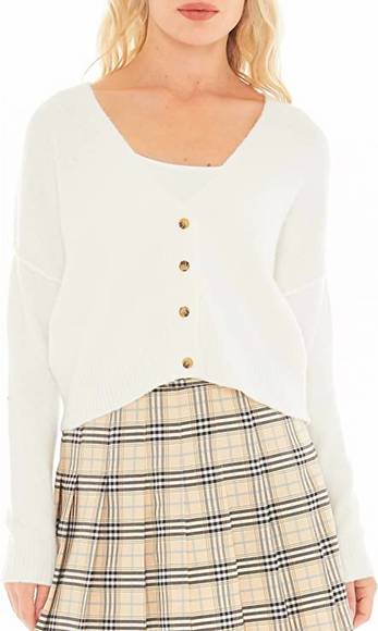 Love Tree | Sweaters | New Love Tree Nat Cropped Cardigan In Ivory ...